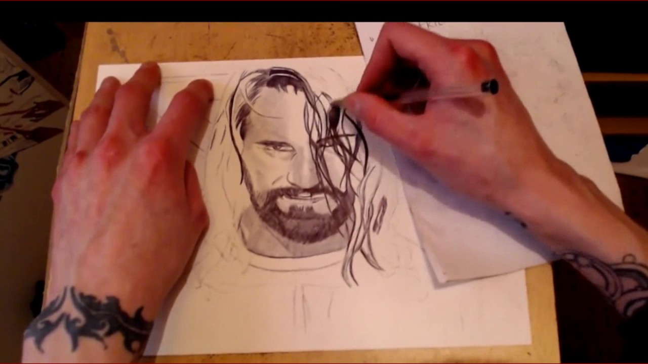 Seth Rollins WWE pen drawing - YouTube