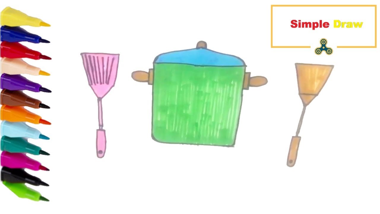 How to draw a kitchen tools - YouTube