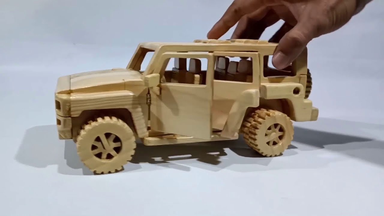 wood carving Jeep Hummer.carving wood car, IK IDEA - YouTube
