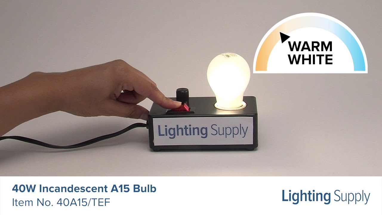 Standard 40W Incandescent A15 Bulb (40A15/TEF) - YouTube