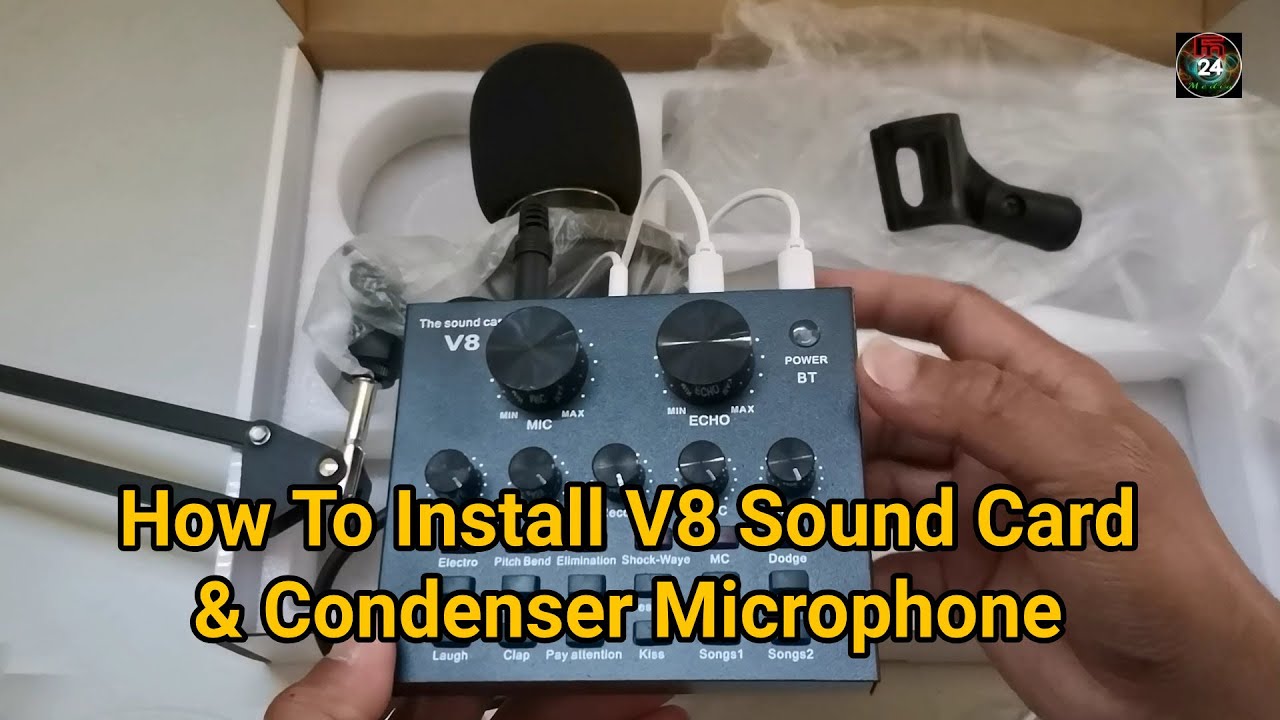 How To Install V8 Sound Card _ BM 800 Condenser Microphone - YouTube