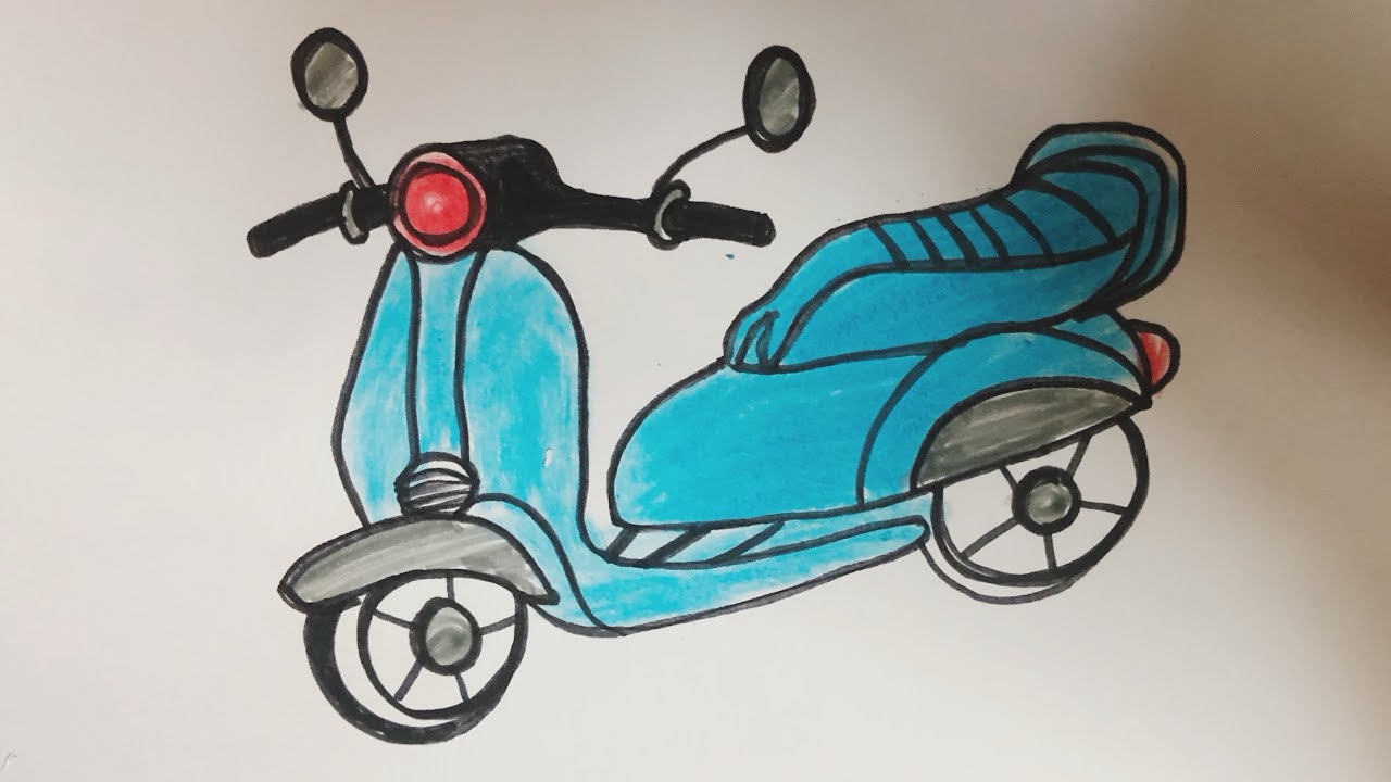 How to draw a Scooter Motorcycle easy || Scooter drawing easy || # ...