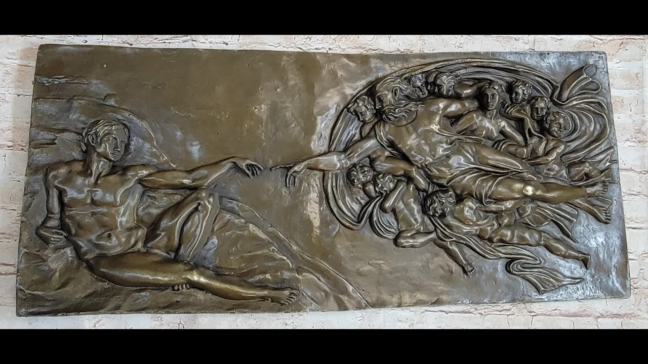 Michelangelo The Creation Of Adam Bronze Bas Relief Hanging Sculpture ...