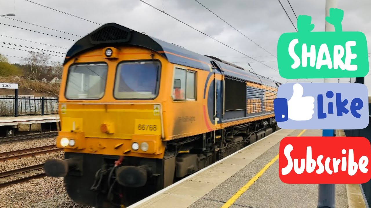 GBRf Class 66768 (Engineering Train) Passing Sandy - YouTube