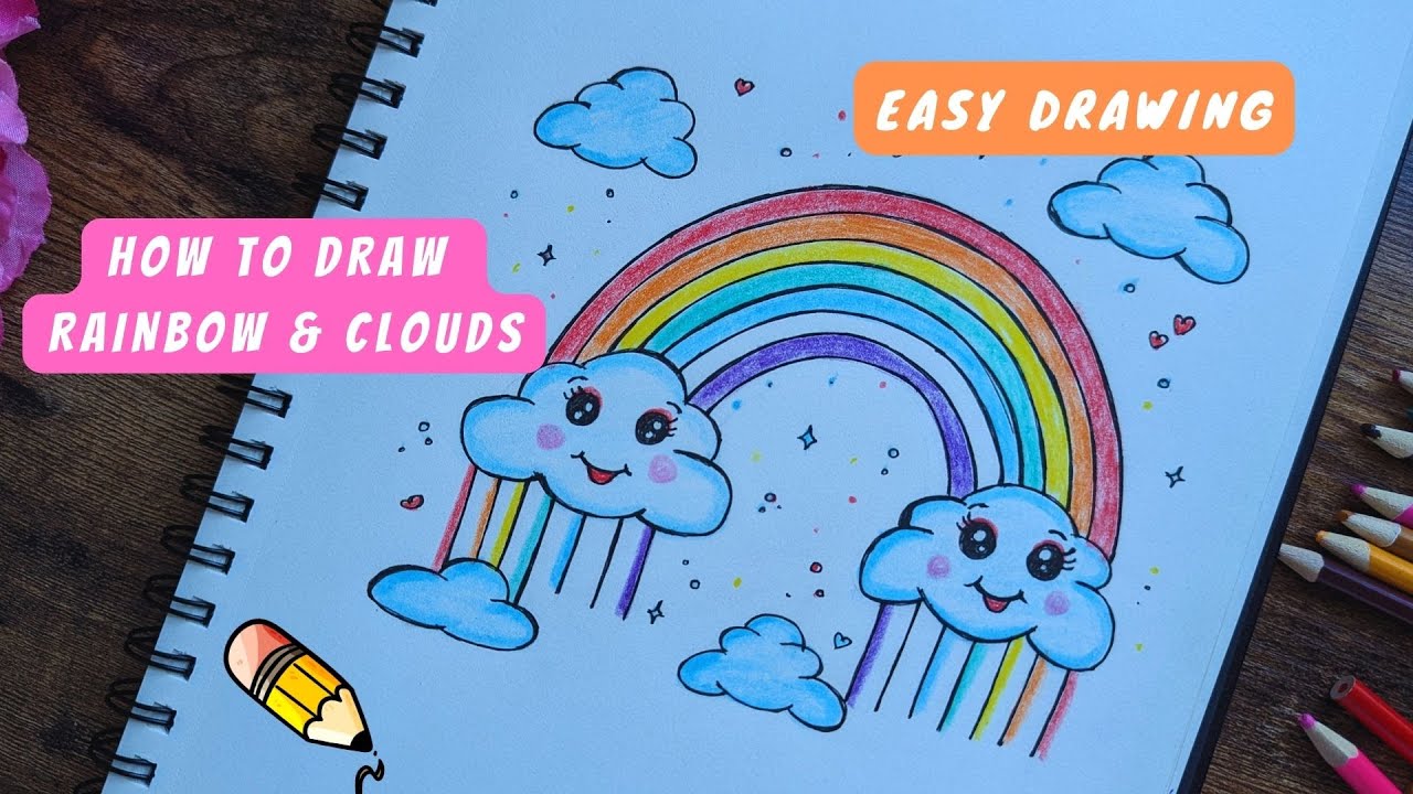 How to draw a Rainbow 🌈 | Easy simple Rainbow drawing | Rainbow and ...