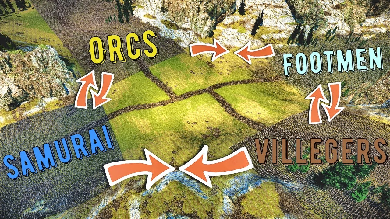 Crossroads Battle: Villagers vs Samurai vs Orcs vs Footmen - UEBS 2 ...