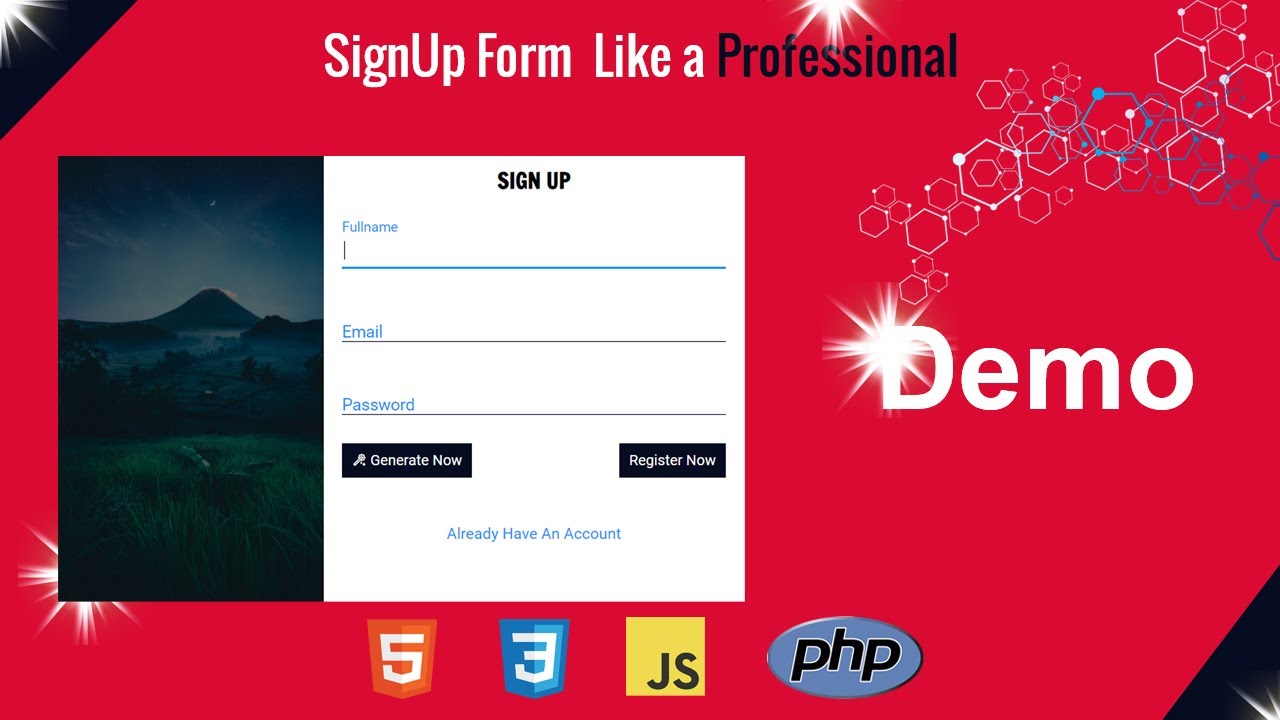 How To Create Form Using Html Css Js And Php Custom Signup Form 8669