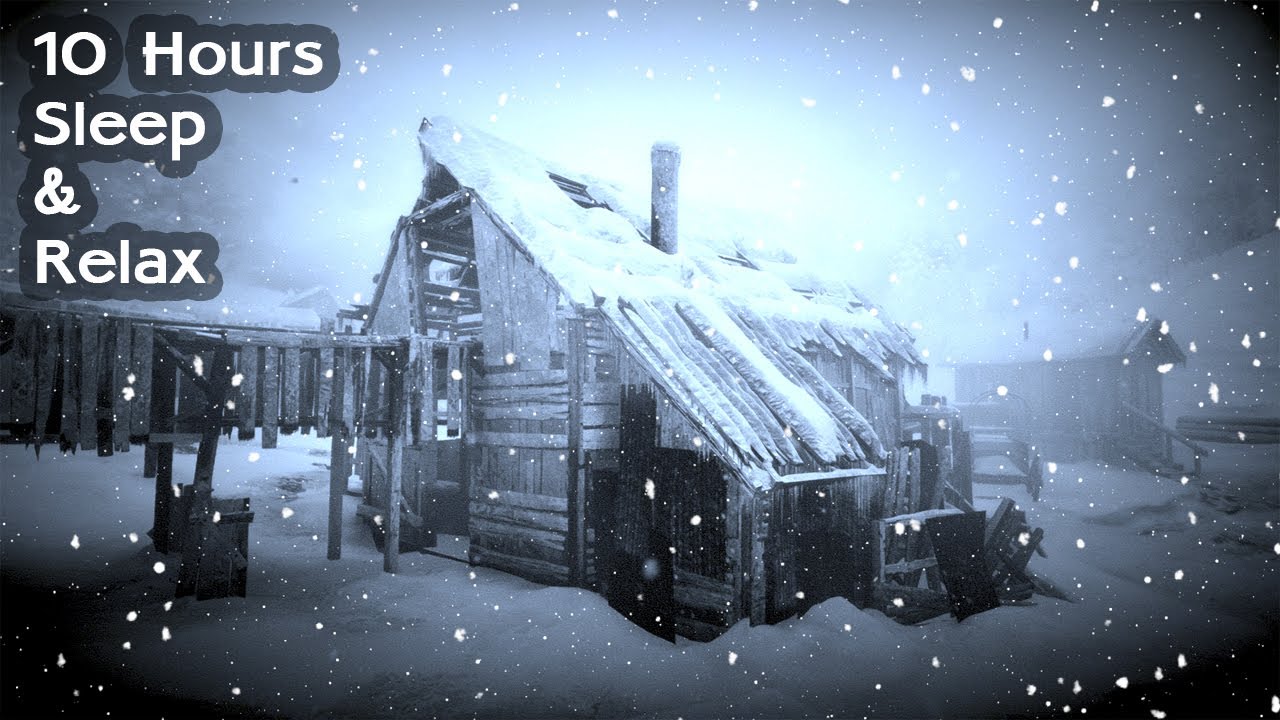 Cozy SNOWSTORM SOUNDS for sleeping - Cozy winter hut | Freezing winter ...