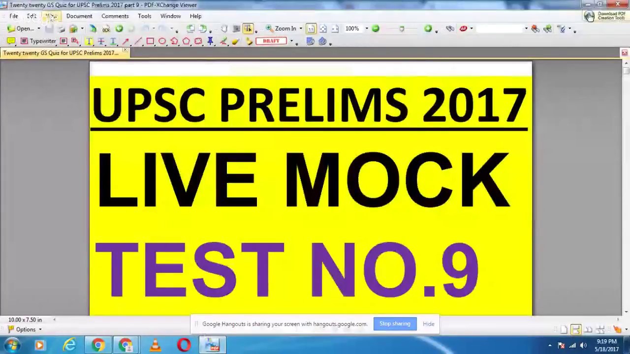 UPSC PRELIMS 2017 - LIVE MOCK TEST NO. 9- QUICK REVISION ONLINE IAS ...