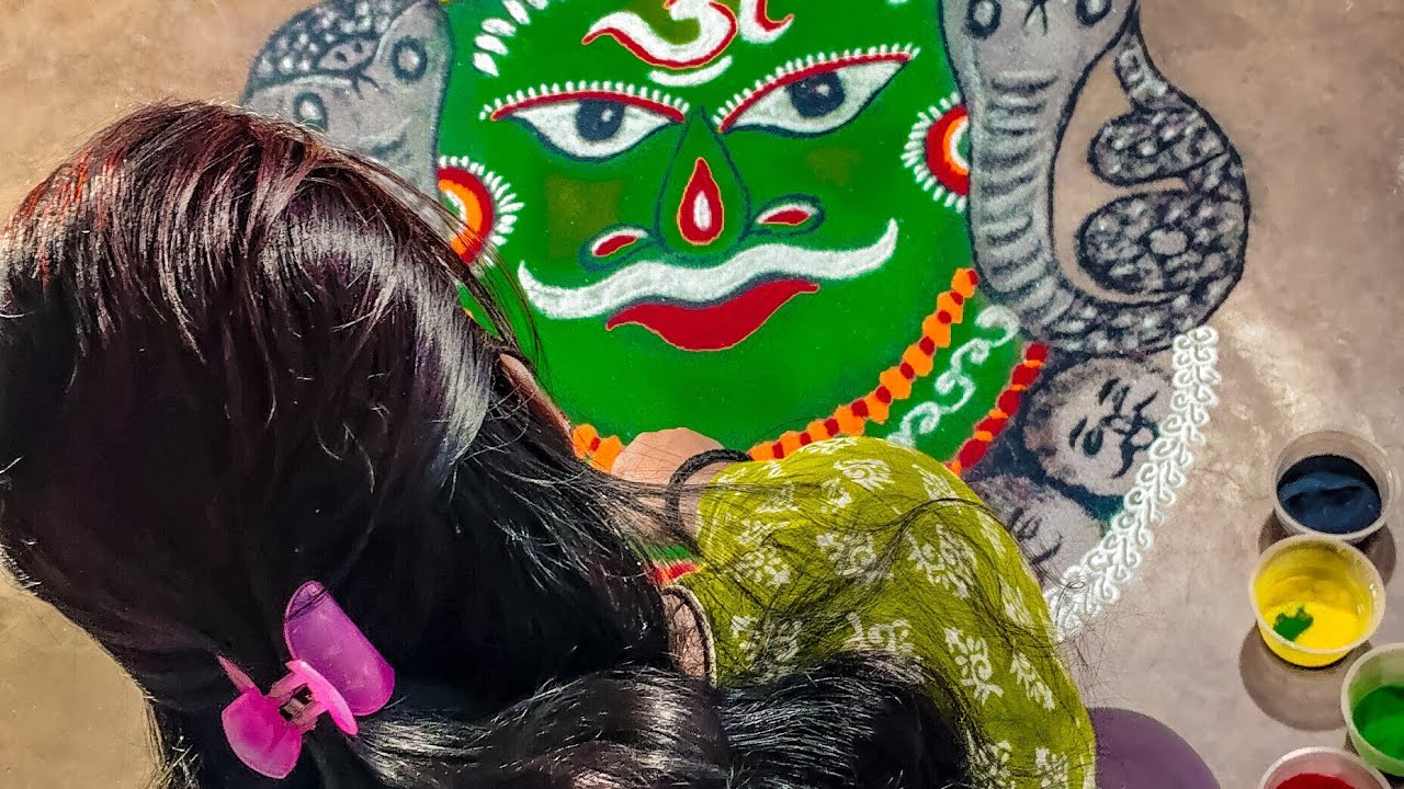 Ujjain Rangoli🔱 Easy Mahakaleshwar Rangoli🙏Bhasmaaarti Rangoli🔱Mahakal ...