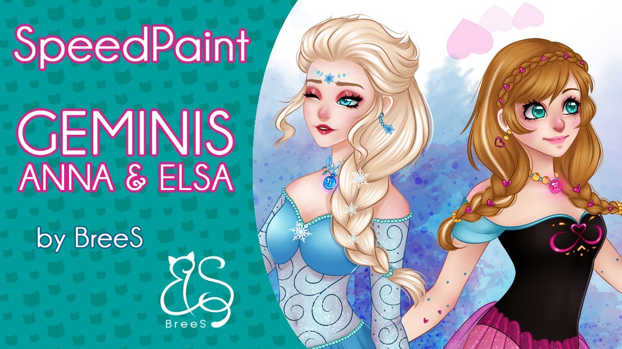 [SpeedPaint] Horoscope Disney Princess: Gemini Anna & Elsa - YouTube