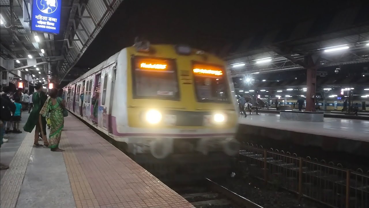 Diva junction railway station night train journey video | Night local ...