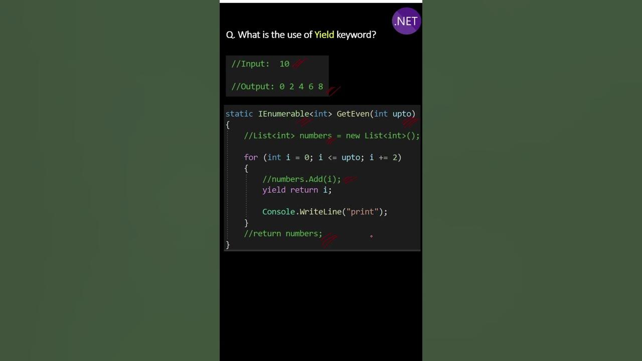 What is the use of yield keyword ? - YouTube