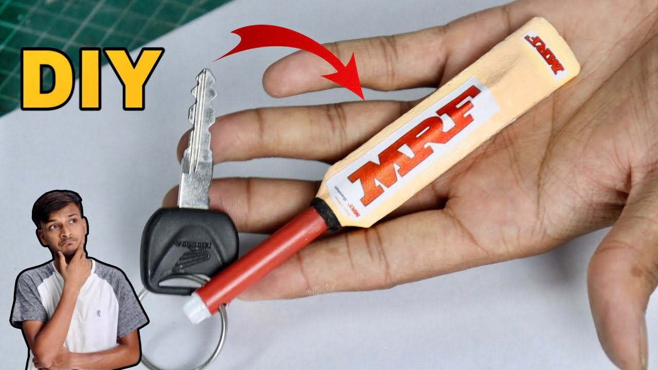How to make MRF Cricket Bat Key Chain MRF Stickers के साथ | Vikas K ...