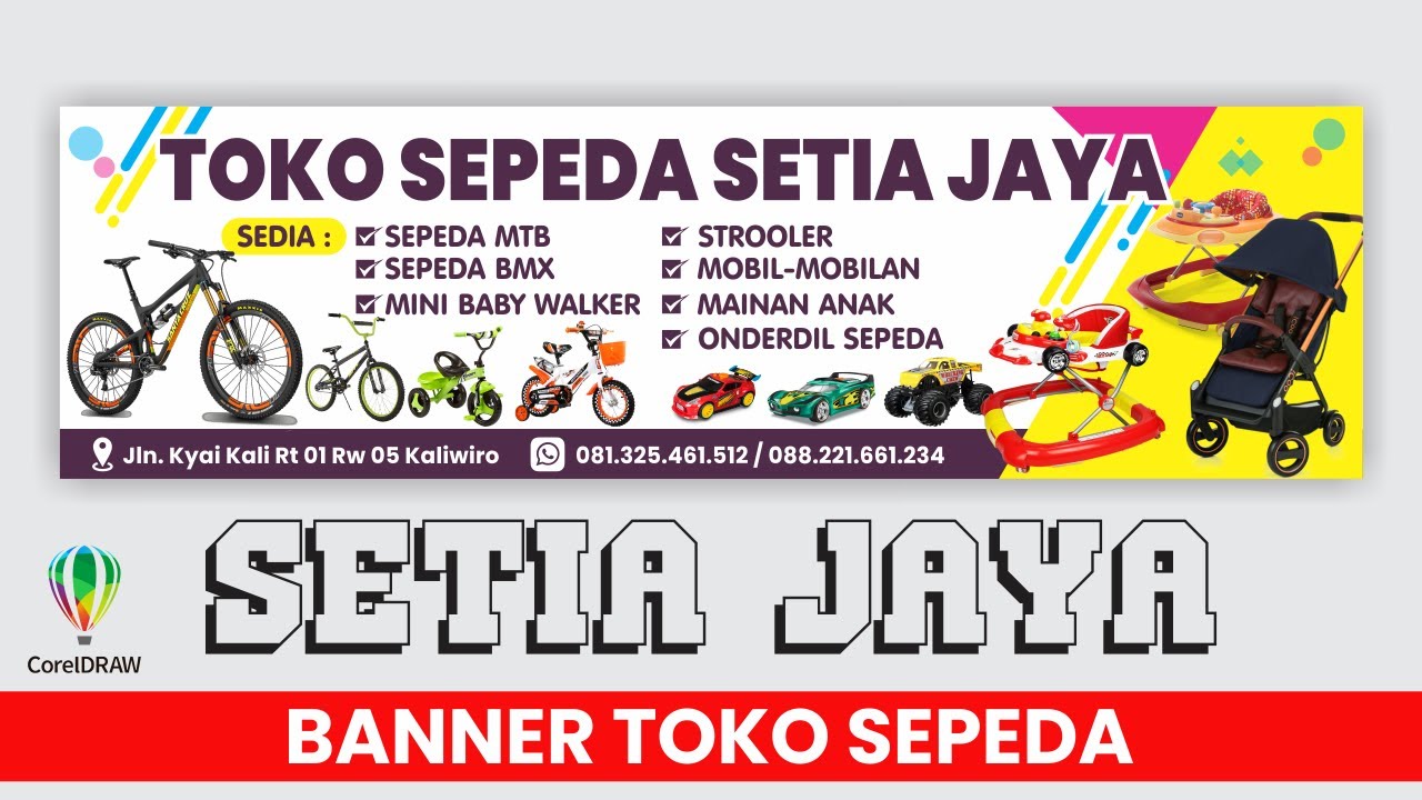 desain banner toko sepeda setia jaya || speedart - YouTube