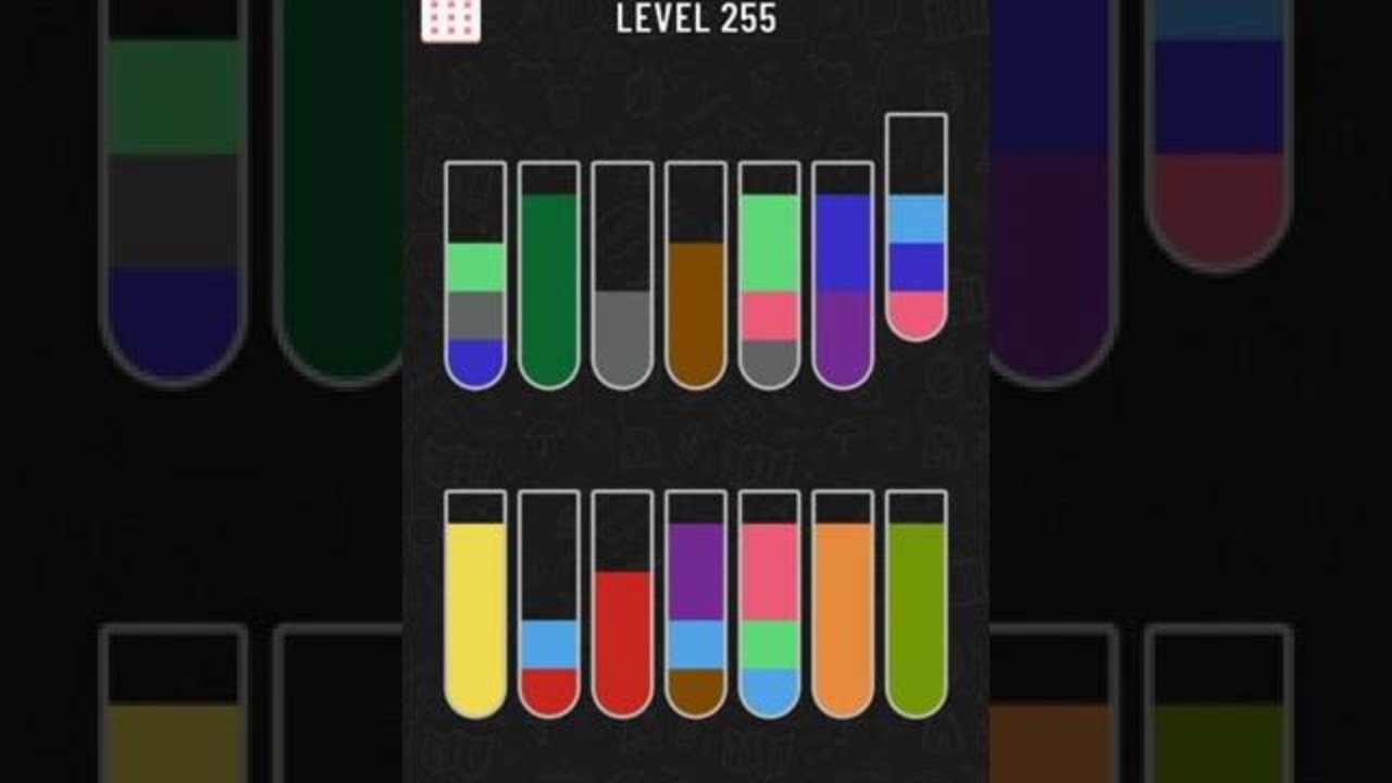 water sort color puzzle level 255 gameplay walkthrough solution - YouTube