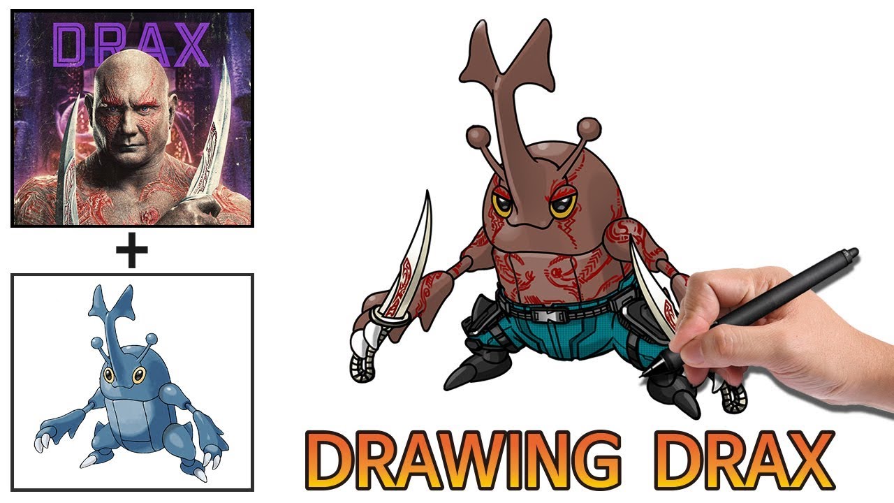 How To Draw Guardians of the Galaxy Drax + Pokemon Heracross Fusion ...