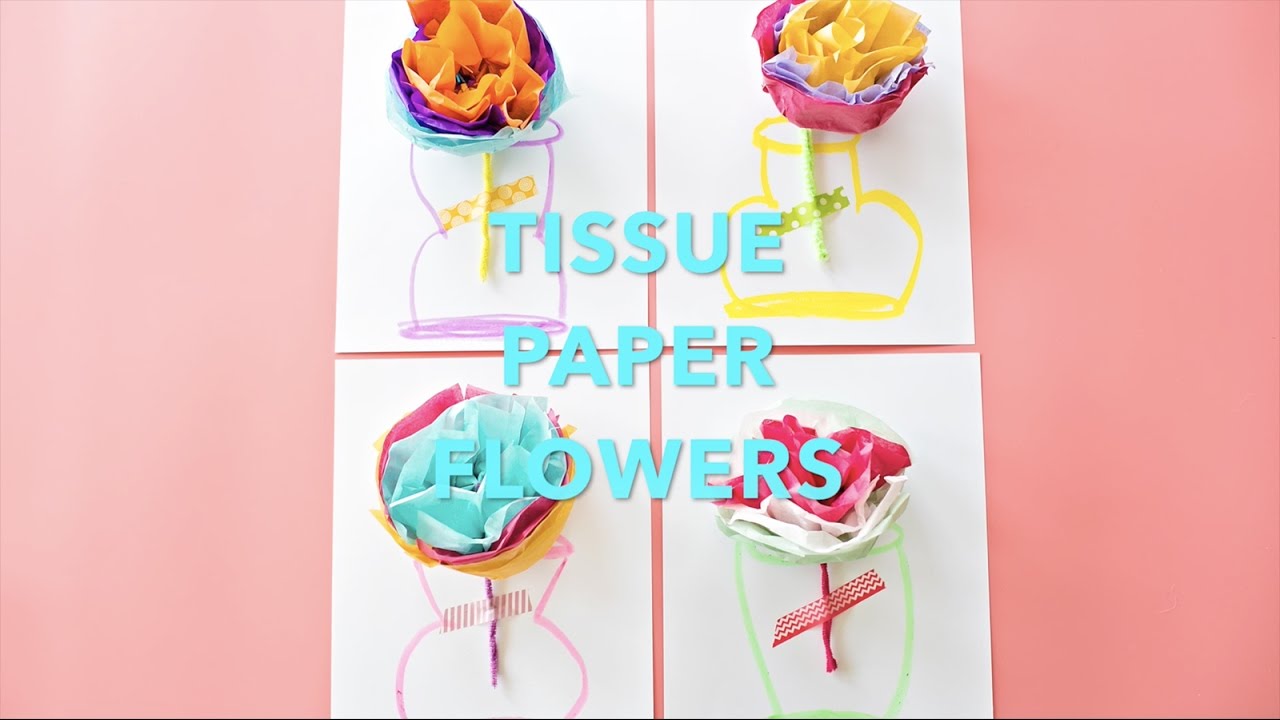 How to Make Tissue Paper Flower Cards - YouTube