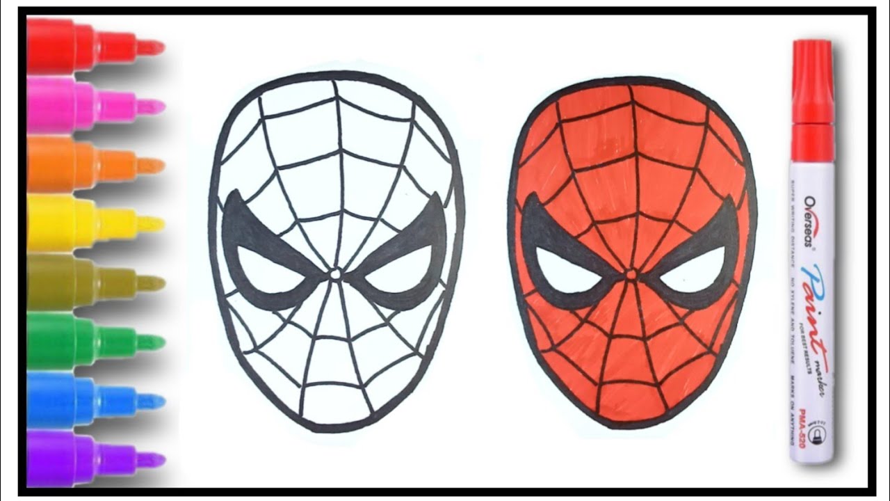 How To Draw SPIDERMAN Face Easy - Drawing For Kids Easy - YouTube