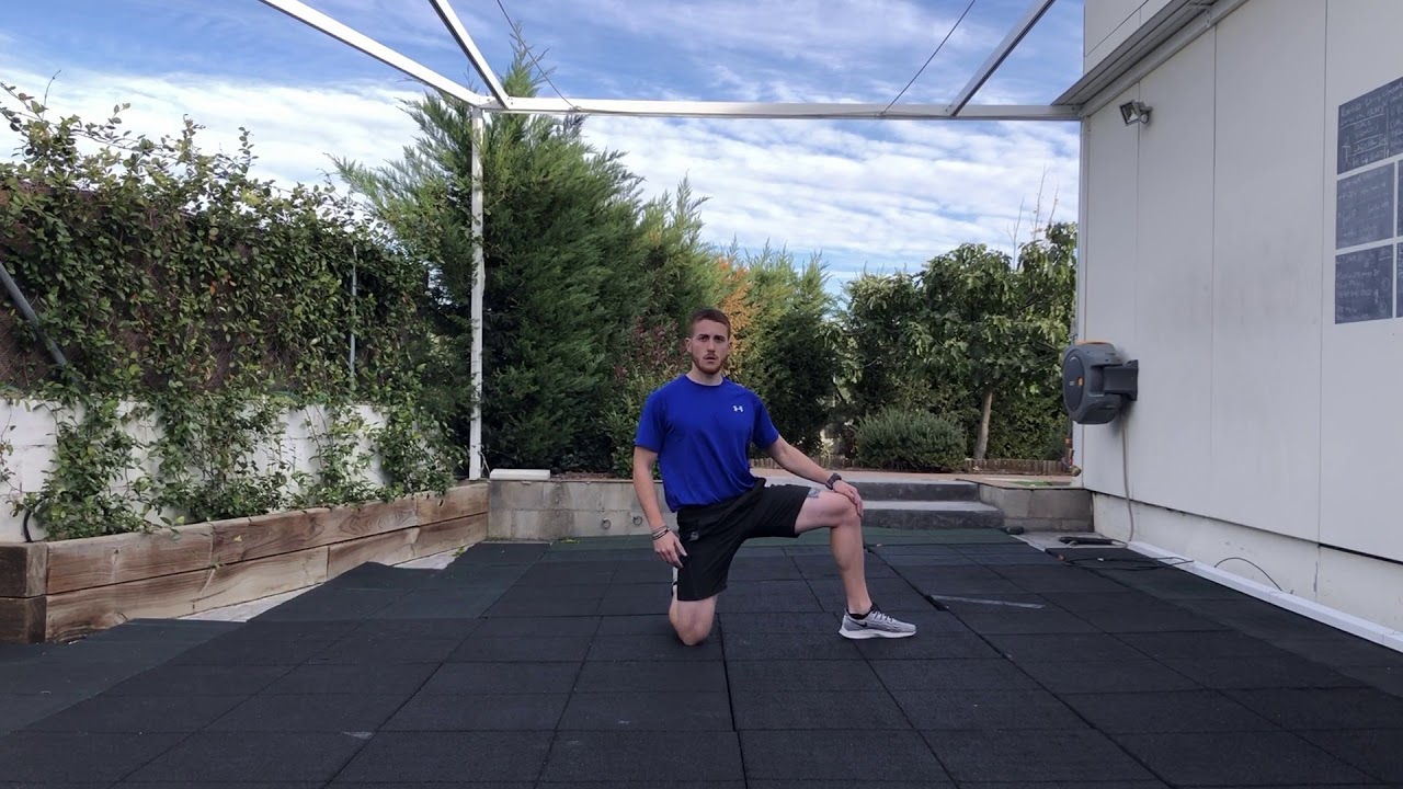 Half-kneeling adductor dips / Estiramiento de aductor en posición de ...