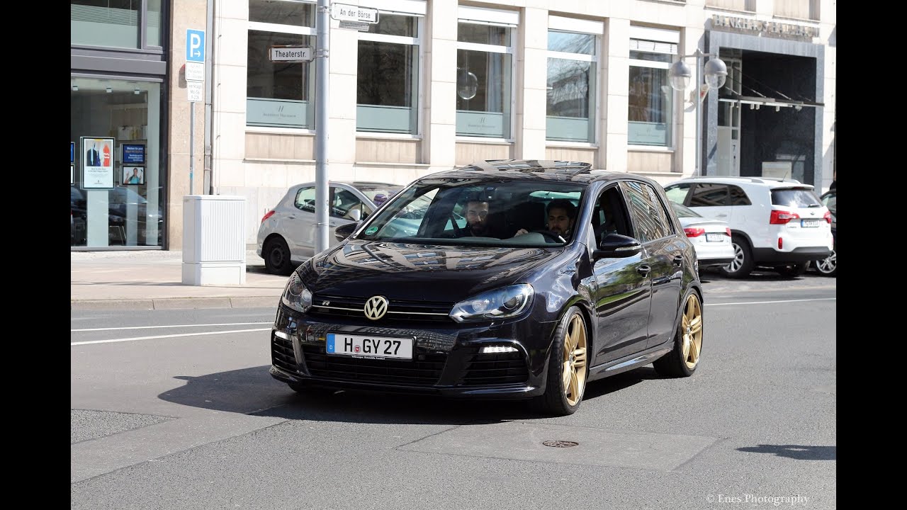 modified black/gold VW Golf 6 R - brutal loud sounds!! - YouTube
