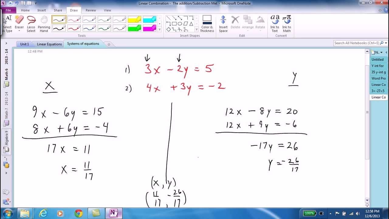 Linear Combination Addition Subtraction Method - YouTube