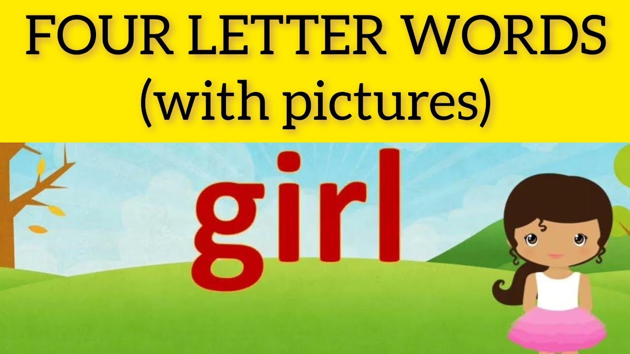 Four letter words with pictures | Easy to learn | kindergarten | pre ...