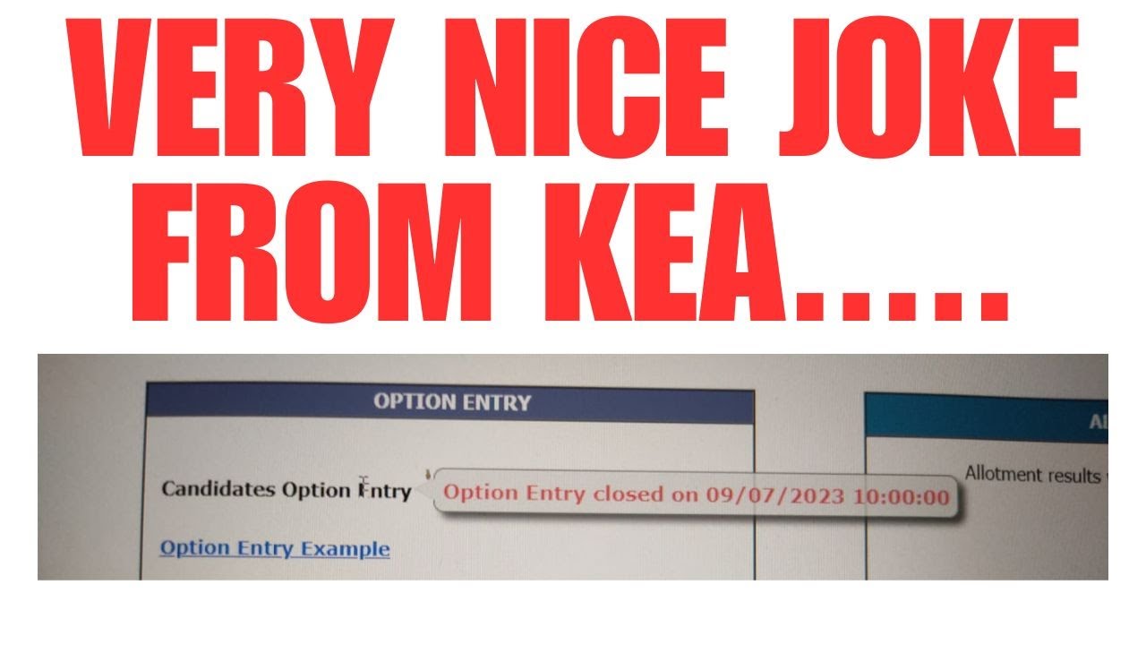 Option entry closed by kea...!!!! very nice joke from kea - YouTube