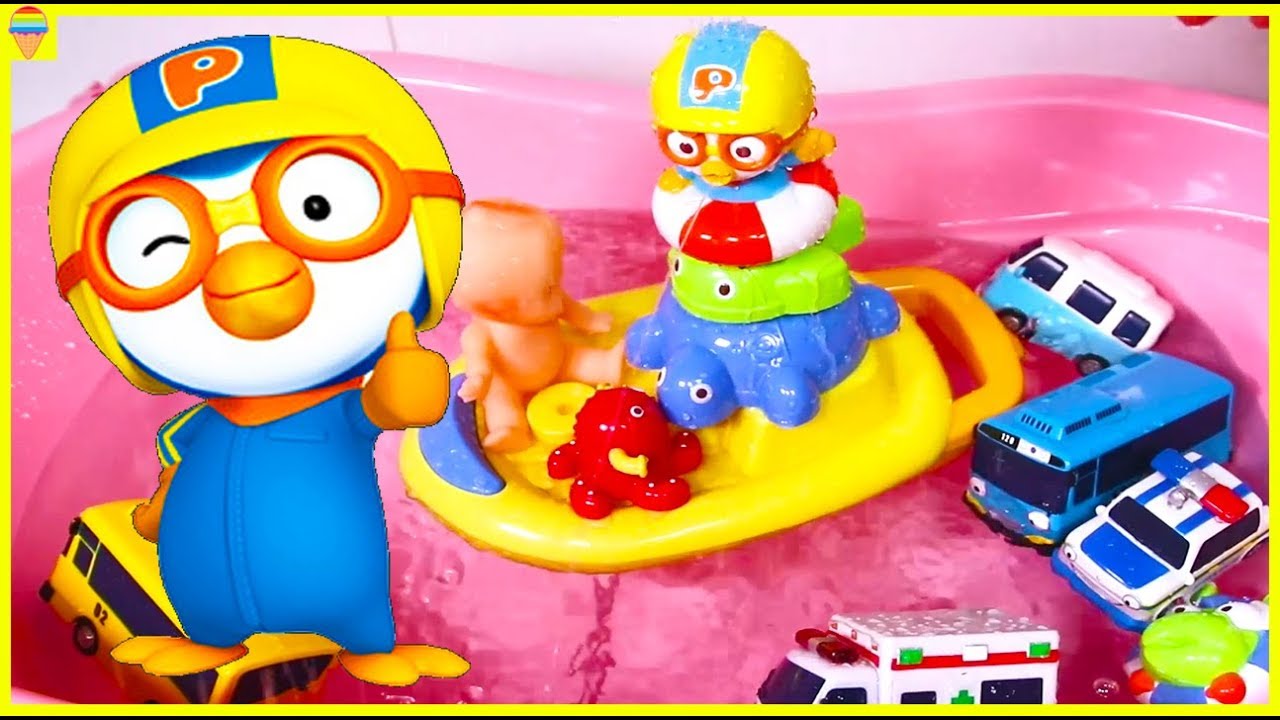 pororo bath toy for baby mainan bermain mandi Tayo - YouTube