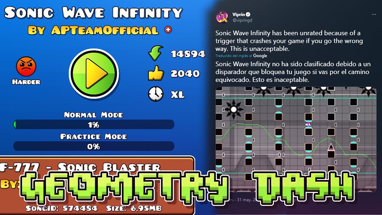 ¿Que paso con Sonic Wave Infinity En Geometry Dash? - YouTube