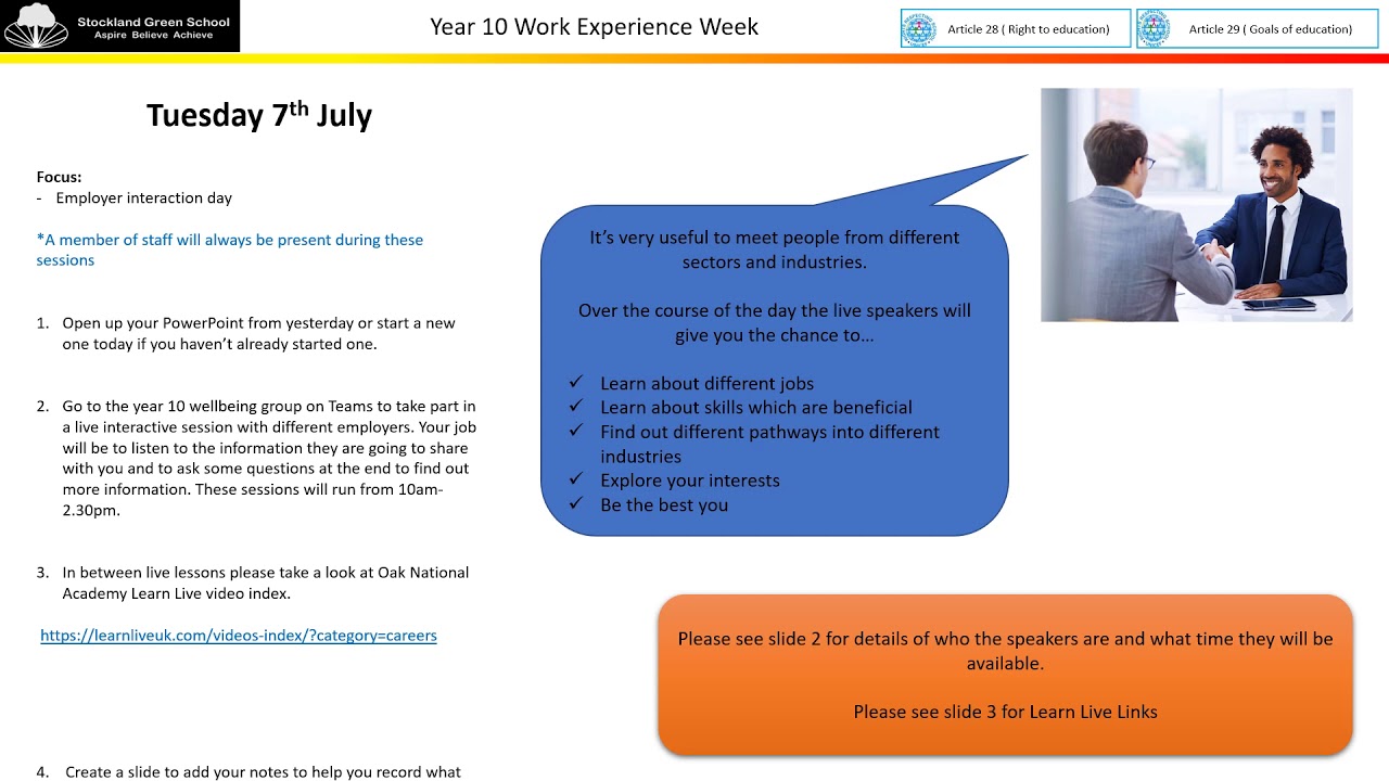 Work Experience Session Tuesday 7th July 2020 - YouTube