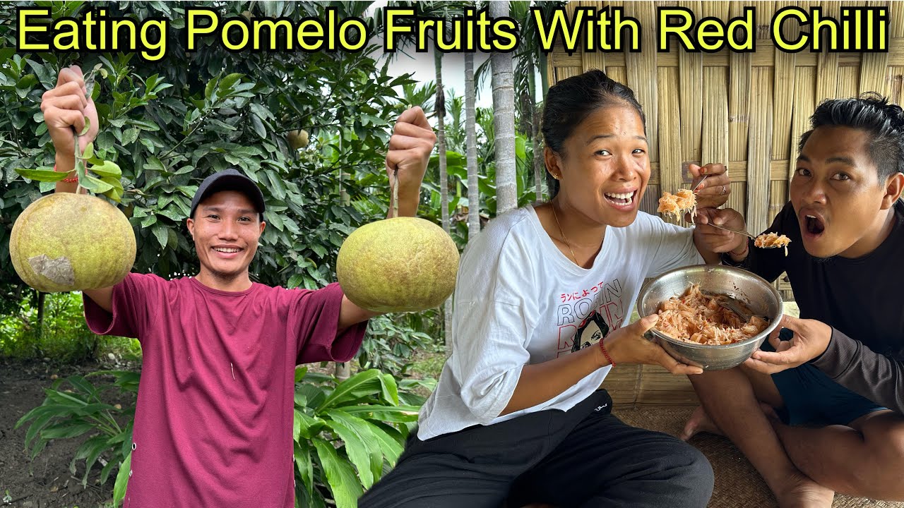 Eating Pomelo Fruits With Spicy Red Chillies 🌶️ || Village Life - YouTube
