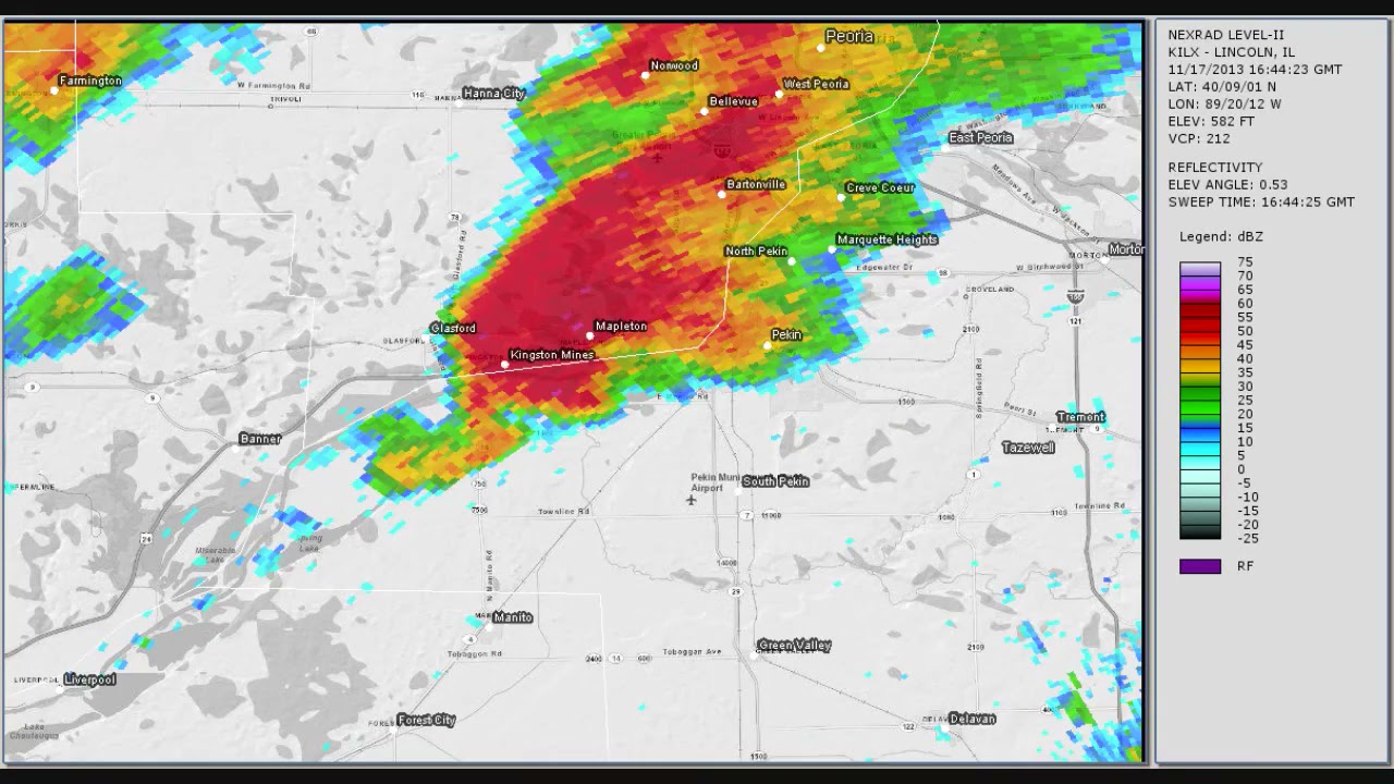 Doppler Radar - Washington, IL EF4 Tornado - November 17, 2013 - YouTube