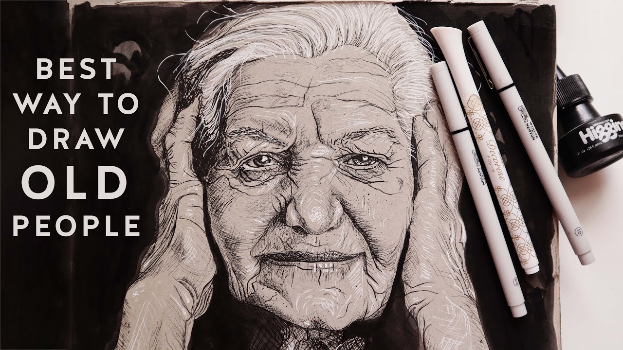 DRAW OLD PEOPLE LIKE A PRO: (Easy Pen + Ink Techniques) - YouTube