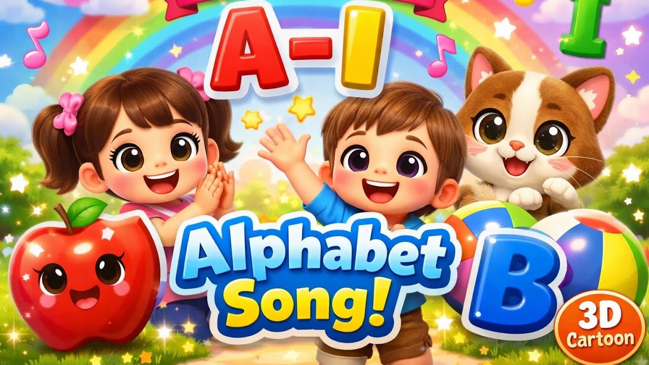A to I Alphabet Song | ABC Sounds for Kids | 3D Cartoon Learning Video ...