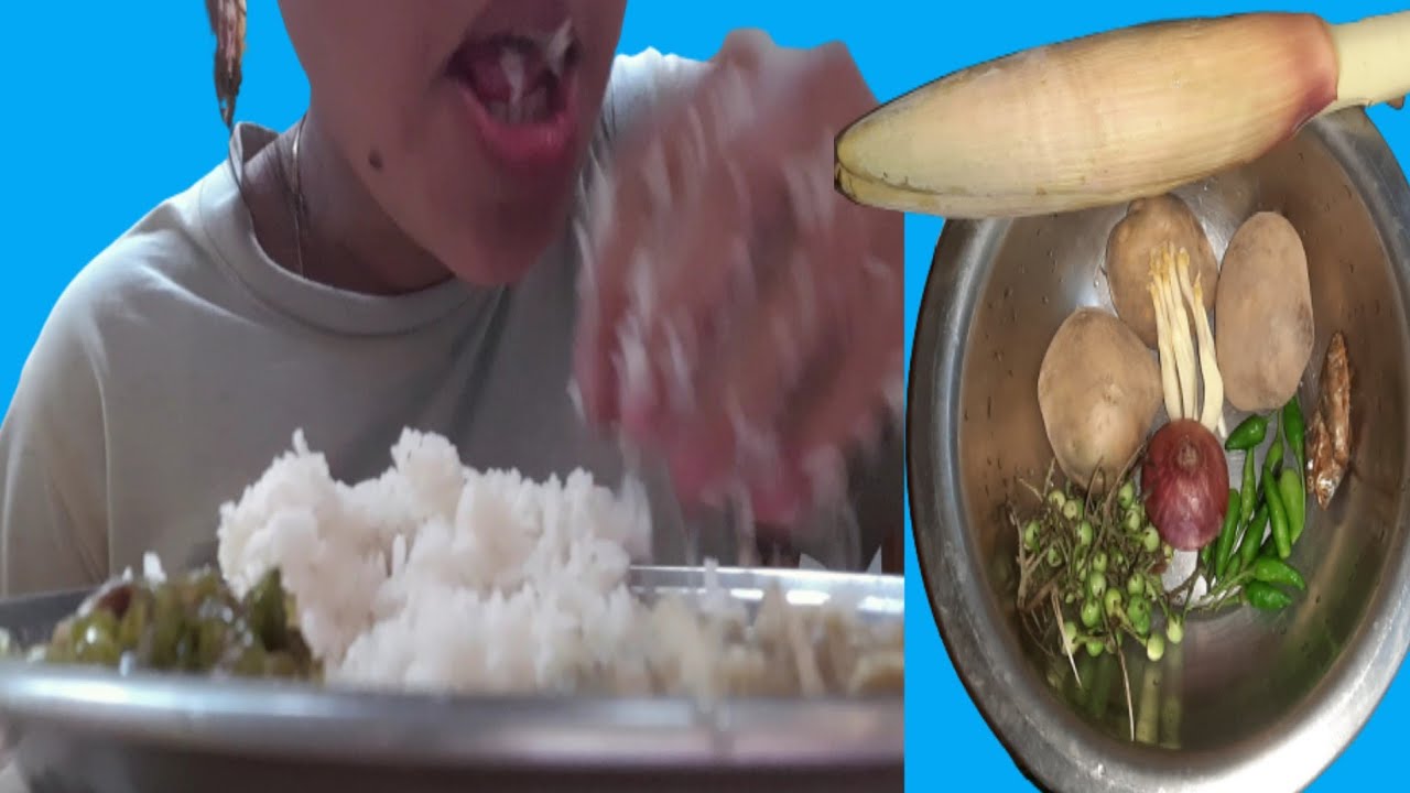 Eating Rice With Banana Flowers Recipe/Banana Blossom Chatney/Muikhun ...