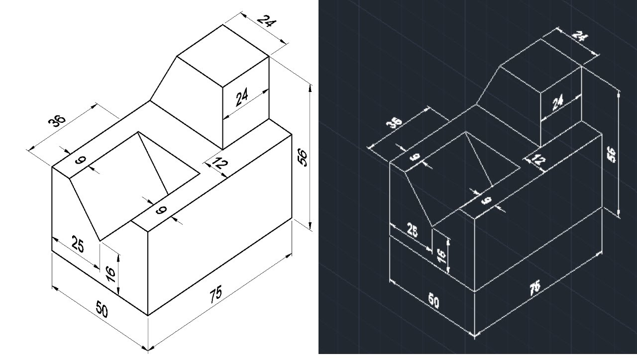 Isometric Drawing in Autocad Ex-5 in Hindi /AutocadTutorial/2d Drawing ...