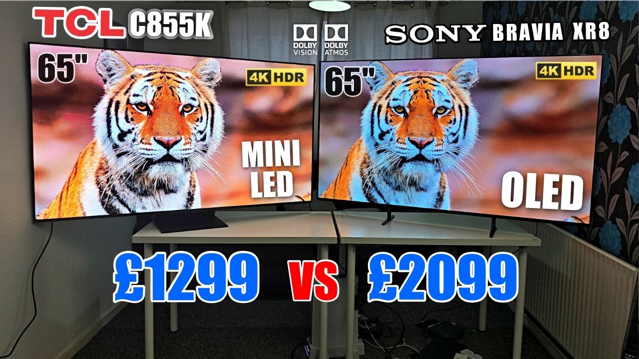 TCL C855K vs Sony Bravia XR8 - Mini LED vs OLED - Best TV 2024? - YouTube