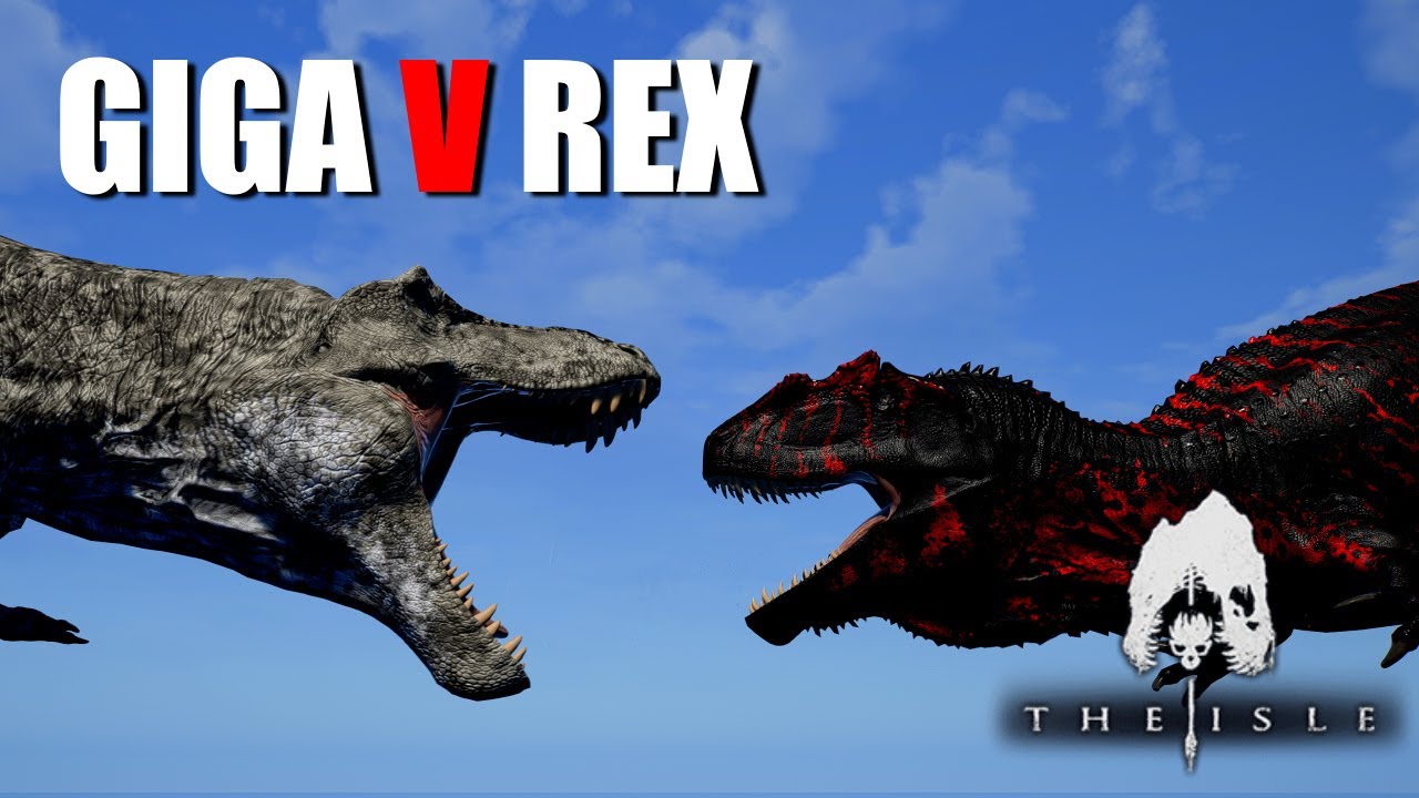 Close Giga v Rex Fight (First Bite Leg Break as Giga) - The Isle - YouTube