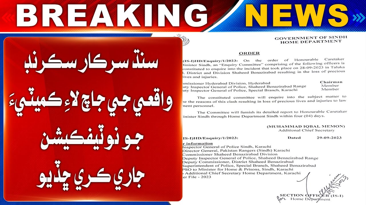 Sindh government issued notification of committee to investigate ...