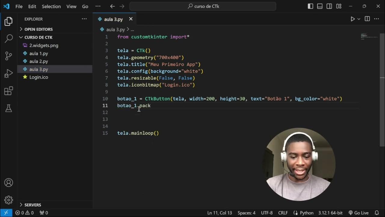 Aula 3 - Posicionar widgets com a função Pack() do Customtkinter - YouTube
