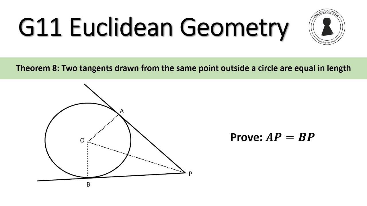 Euclidean Geometry Theorem 8 Tangents Drawn From The Same Point YouTube