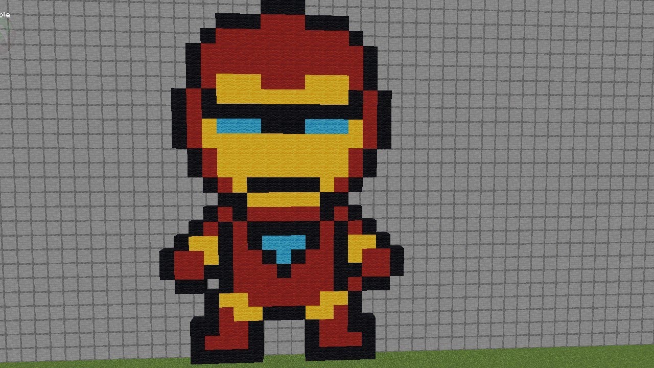 Minecraft Pixel Art-iron man - YouTube