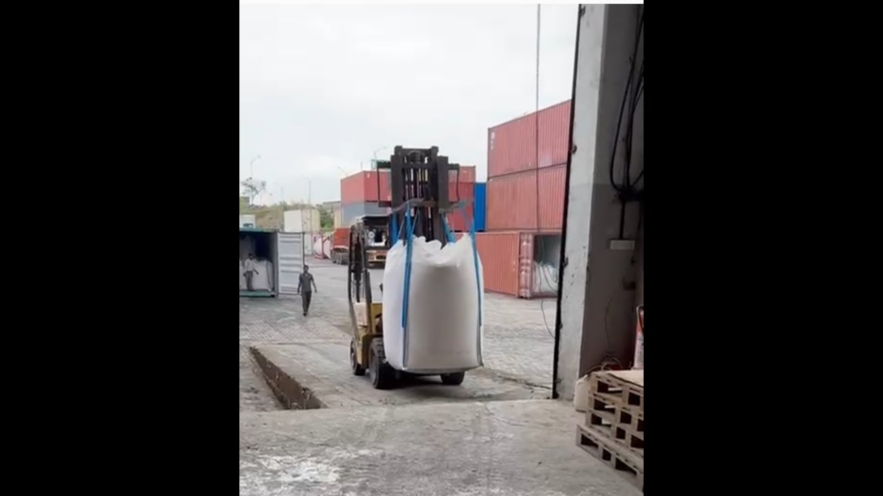 Loading of Jumbo Bags using a Forklift. - YouTube