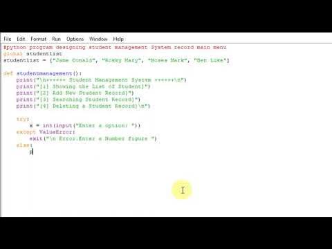 python program designing student management System record main menu ...