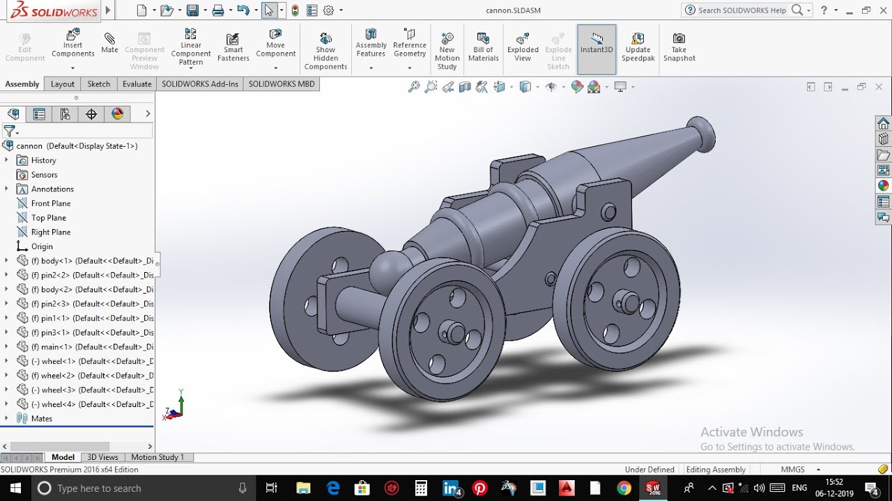 SolidWorks | Cannon | Assembly Drawing - YouTube