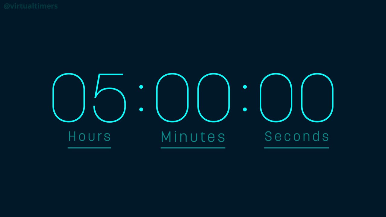 5 Hours Countdown Timer with Alarm & Time Markers / Chapters - Rounded ...
