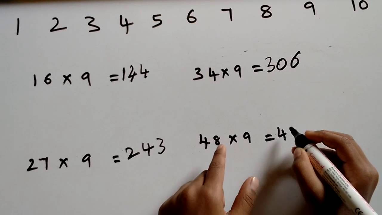 MULTIPLICATION OF TWO DIGIT NUMBER WITH 9 EASY TRICK | MULTIPLICATION ...
