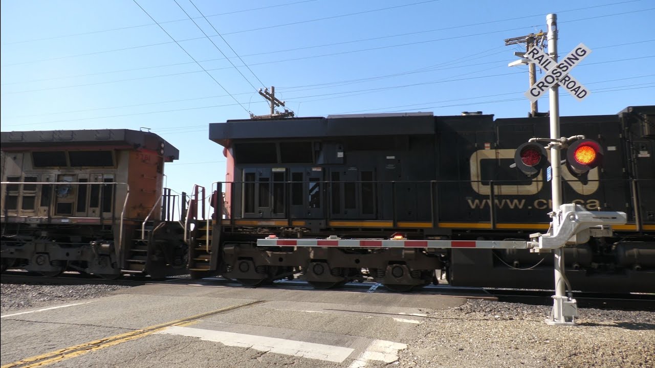 CN 3874 Leads UP Manifest Train North - Catlett Rd. Railroad Crossing ...