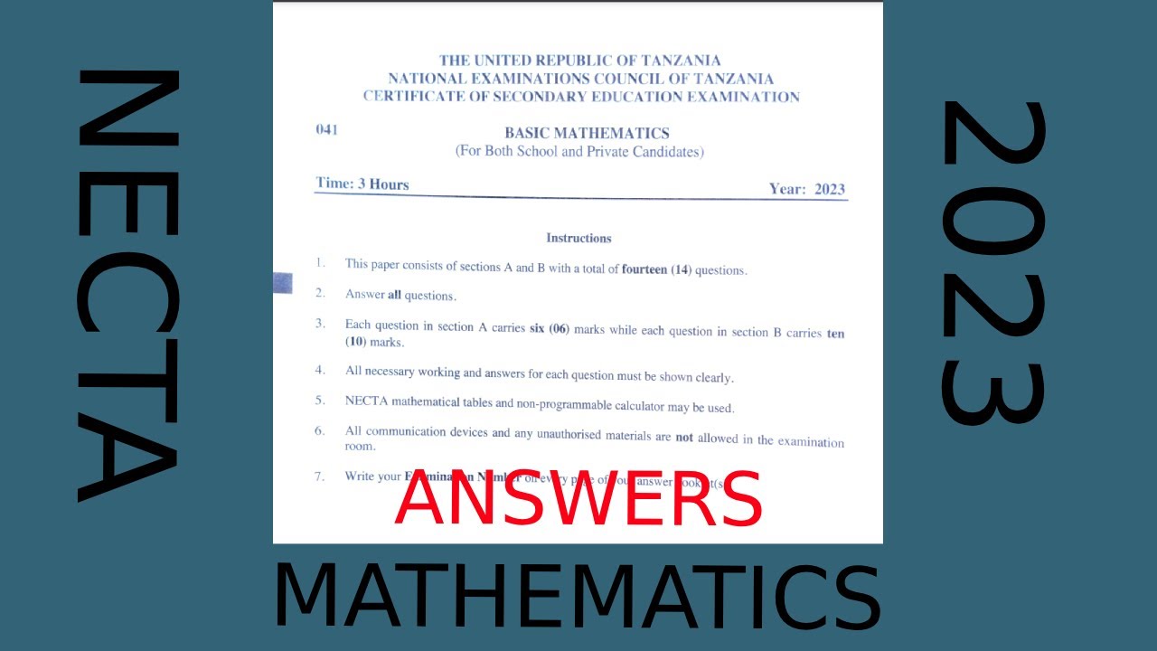 how to answer Form Four NECTA 2023 Mathematics Question 12: Cube Area ...